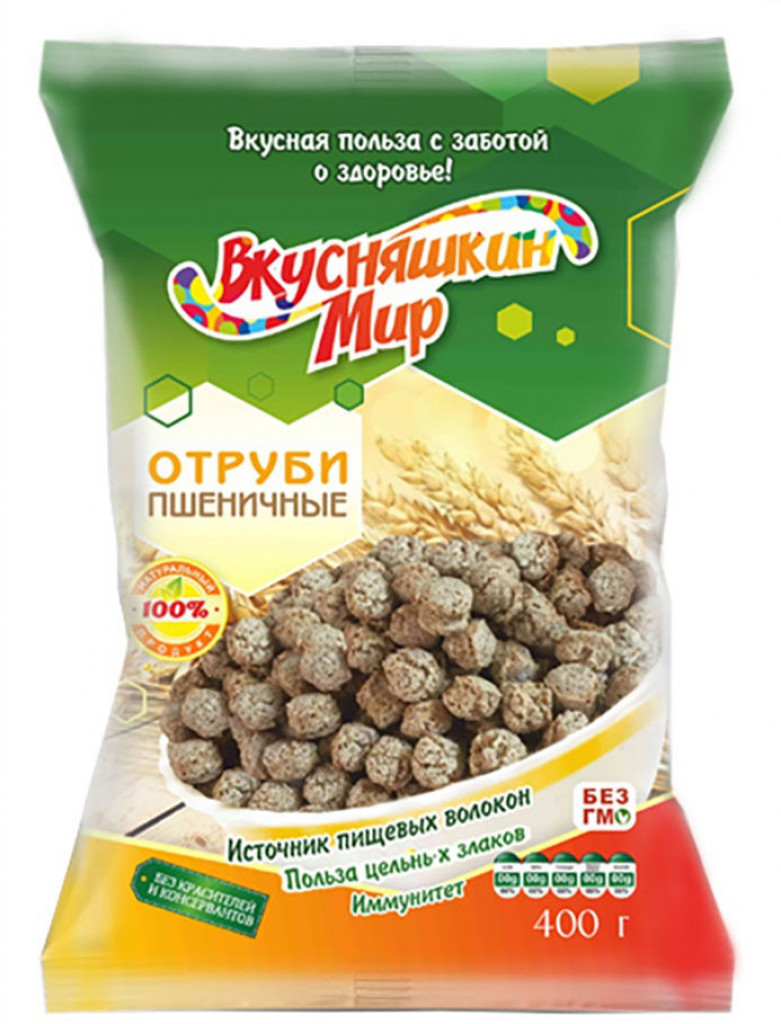 Продуктовый Интернет-магазин MAGNIT.TJ — Пшеничные отруби «Вкусняшкин мир» экструдированные 400 гр